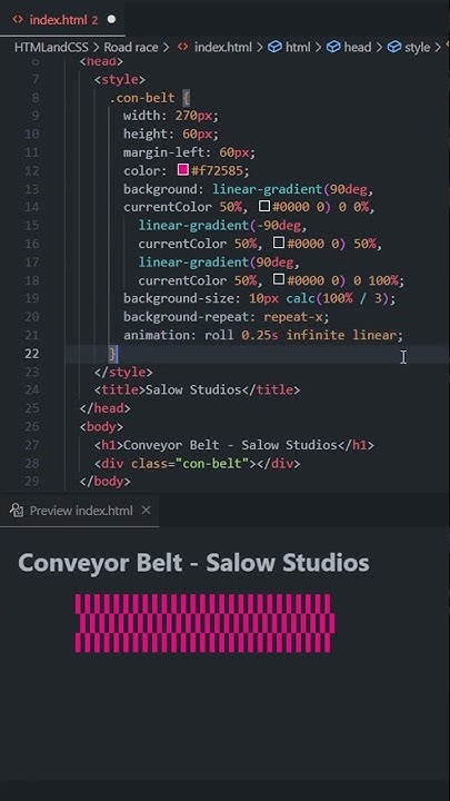 Conveyor Belt Animation HTML and CSS tutorial for beginners 2022 #shorts #codingforkids - YouTube