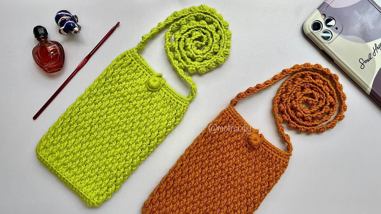 How To Crochet Phone Bag Tutorial For Beginners | Alpine Phone Bag DIY ...