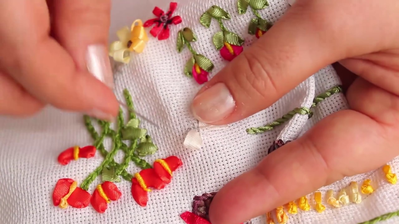 Bordado a mano para principiantes con cintas o listón:puntadas básicas ...
