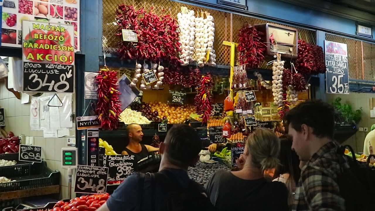 Central Market Hall in Budapest. Amazing fresh vegetables and fruits on ...