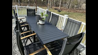 Pellebant Aluminum Outdoor Patio Dining Table Set for 10, Expandable Sturdy Table and Stackable Arml