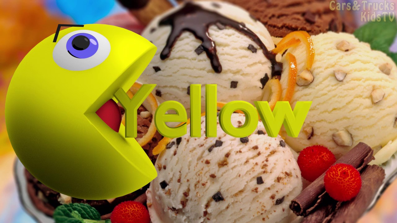 Colors to learn for kids with Pacman and ice cream - YouTube