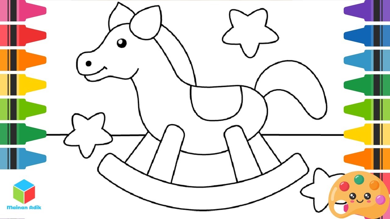 BELAJAR MEWARNAI GAMBAR MAINAN KUDA KUDAAN UNTUK ANAK TK PAUD ...