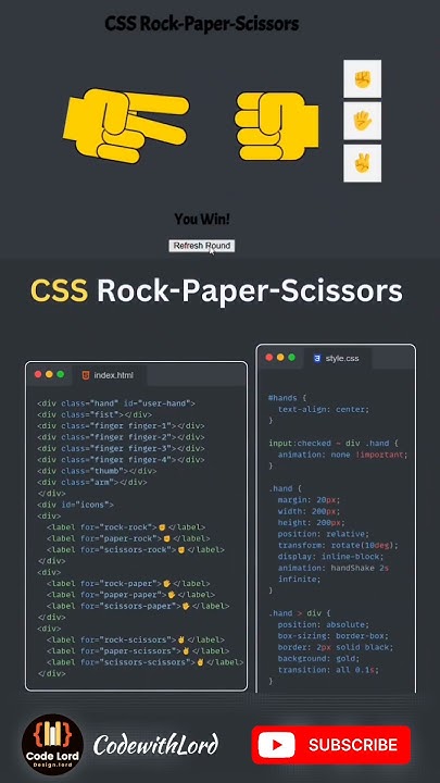 Rock Paper Scissors Using Html Css And Javascript Trending Viral Shorts Youtube Coding