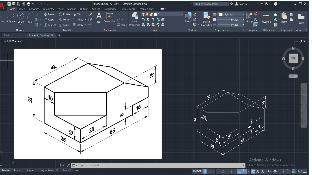 Isometric Drawing in Autocad Ex-9 in Hindi /AutocadTutorial/2d Drawing/Autocad and Solidwork ...