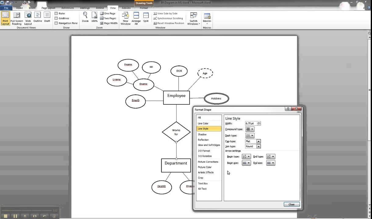 ER Diagram in MS Word Part 7 - Illustrating Participation - YouTube