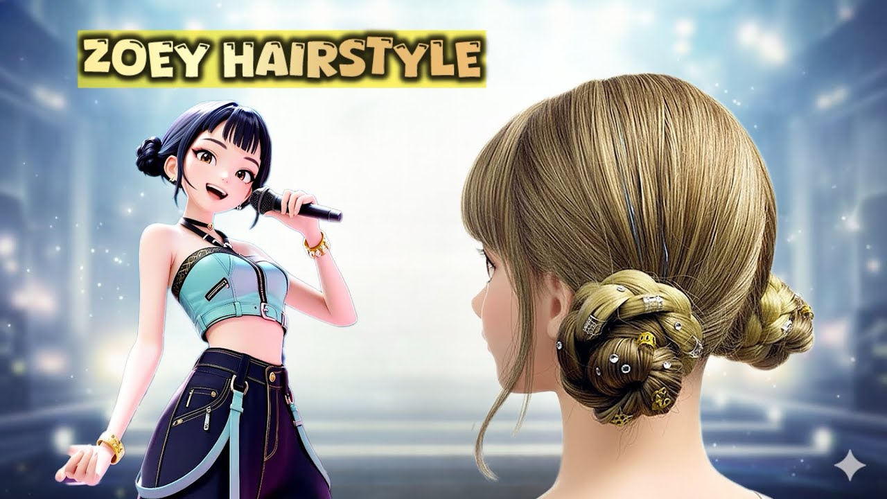 💎 Zoey’s Viral K-Pop Hairstyle Tutorial | Zoey’s Iconic Double Buns 👑 ...