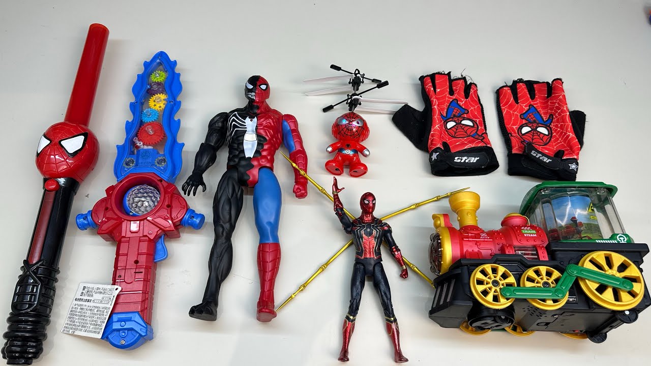16 minutes of satisfied Marvel toy set unboxing, Spider Man toy gun ...
