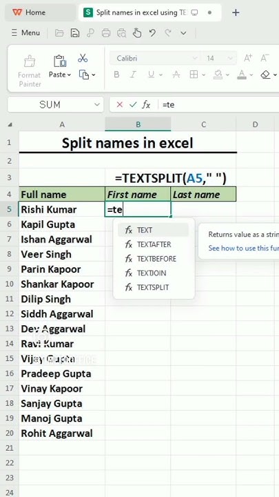 How to use textsplit function in ms excel #shorts #viralvideo #ytehorts🙏🤔 - YouTube