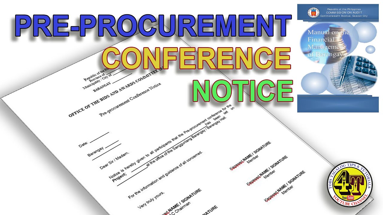 PRE-PROCUREMENT CONFERENCE NOTICE | BARANGAY ACCOUNTING - YouTube