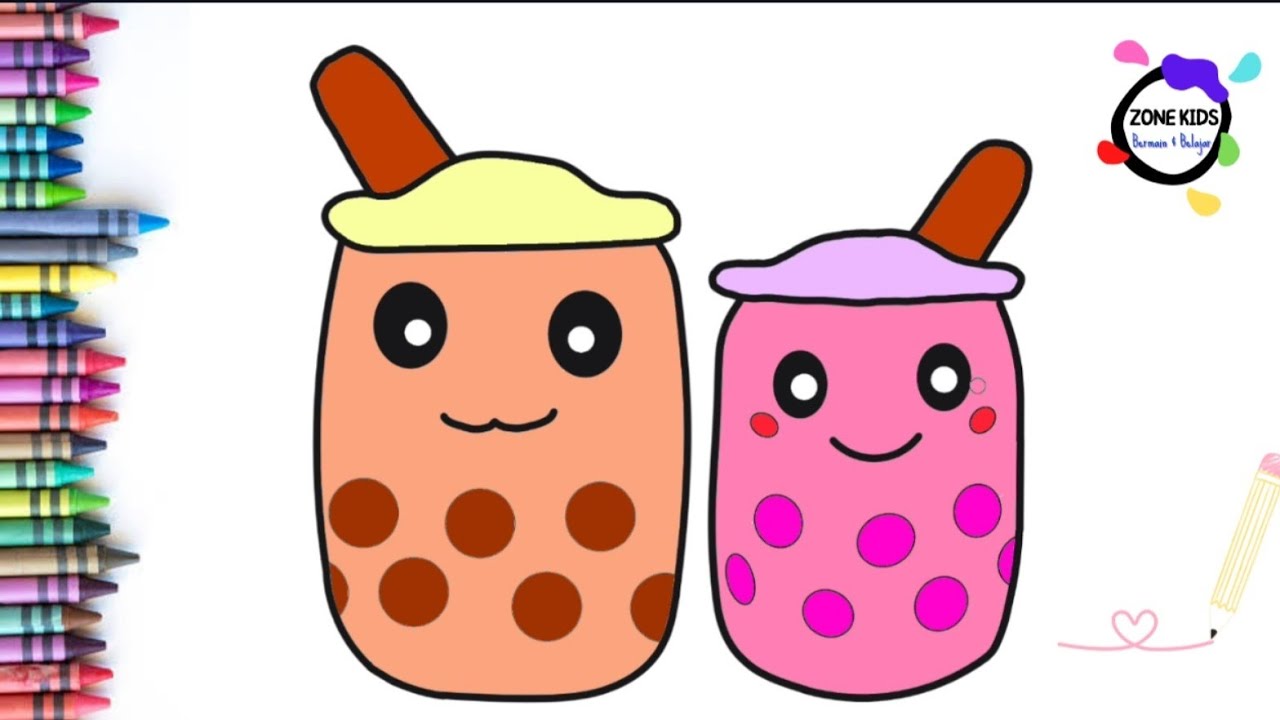 menggambar & mewarnai boba / drawing & coloring boba - YouTube