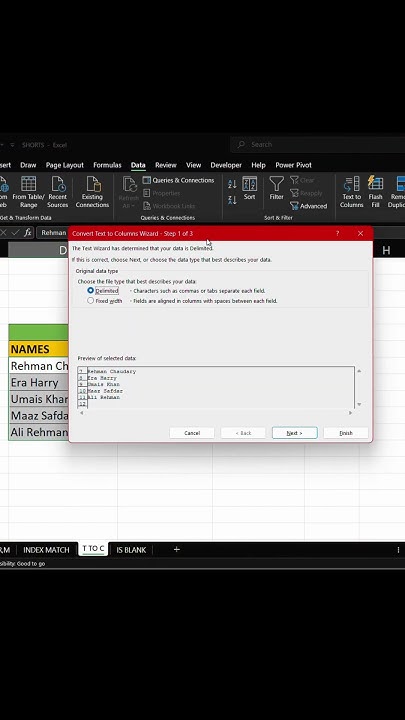 Text To Column Function In Excel Split Columns In Excel Exceltutorialforbeginners Excel 