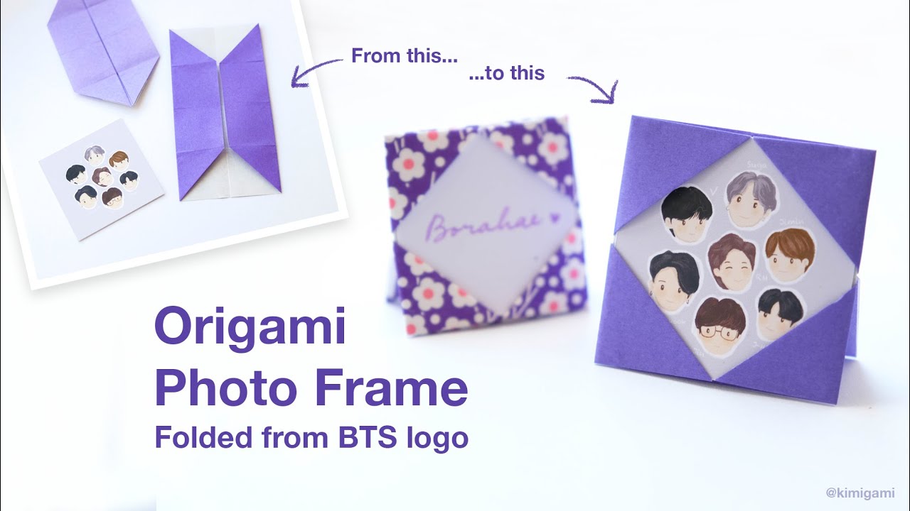 How to fold Origami Photo Frame from BTS logo (Li Kim Goh) - YouTube