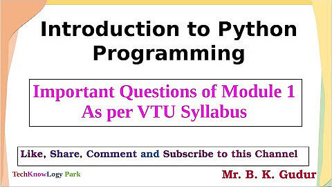 Introduction to Python Programming - As per VTU Syllabus (BPLCK105B / BPLCK105B) - YouTube