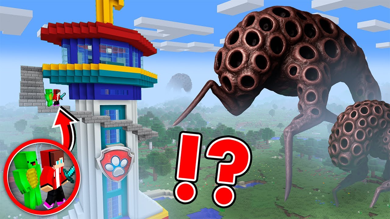JJ and Mikey HUGE Paw Patrol Tower vs Army TRYPOGIANTS! Trypophobia in ...