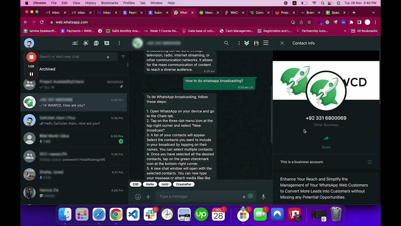 How to Create and Use Personalised Broadcasting on WhatsApp using WAWCD Chrome Extension. - YouTube