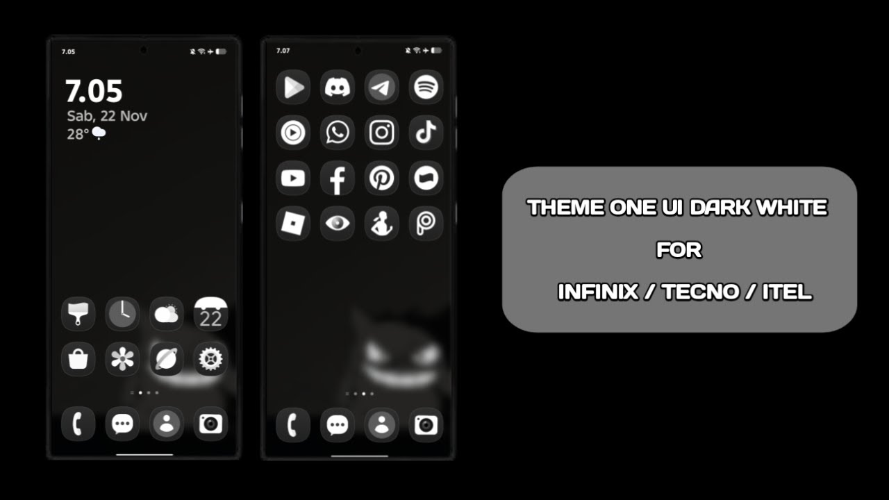 THEME ONE UI 8 DARK WHITE | INFINIX / TECNO / ITEL - YouTube