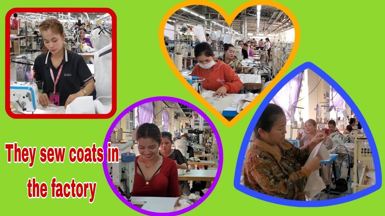 They sew coats in the factory - YouTube