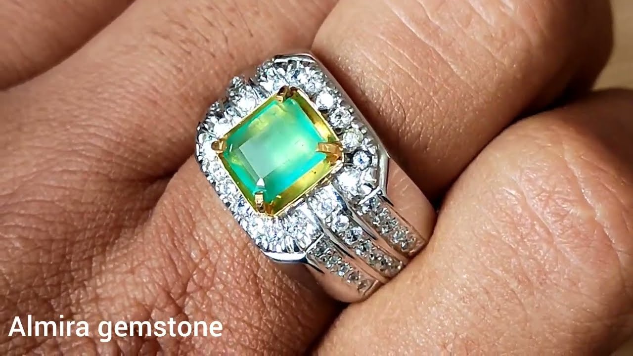 batu zamrud Colombia ring perak handmade - YouTube