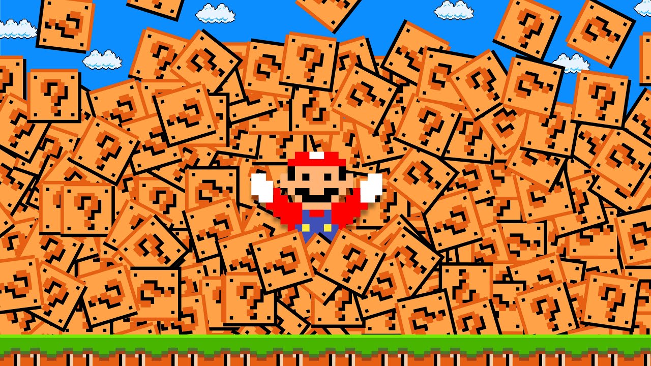 When Mario Has 1,000,000 Lucky Blocks In Super Mario Bros. - YouTube