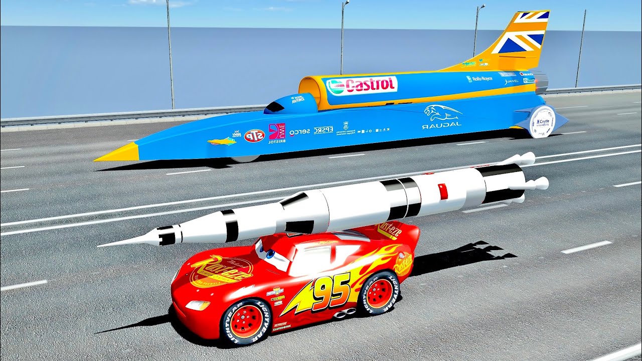 Lightning McQueen Rocket Edition vs SSC BloodHound - Drag Race 24 KM ...