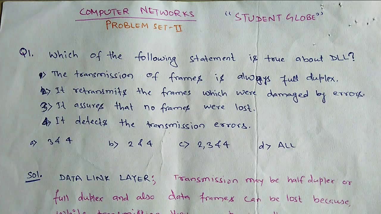 Computer Networks Problem Set -II - YouTube