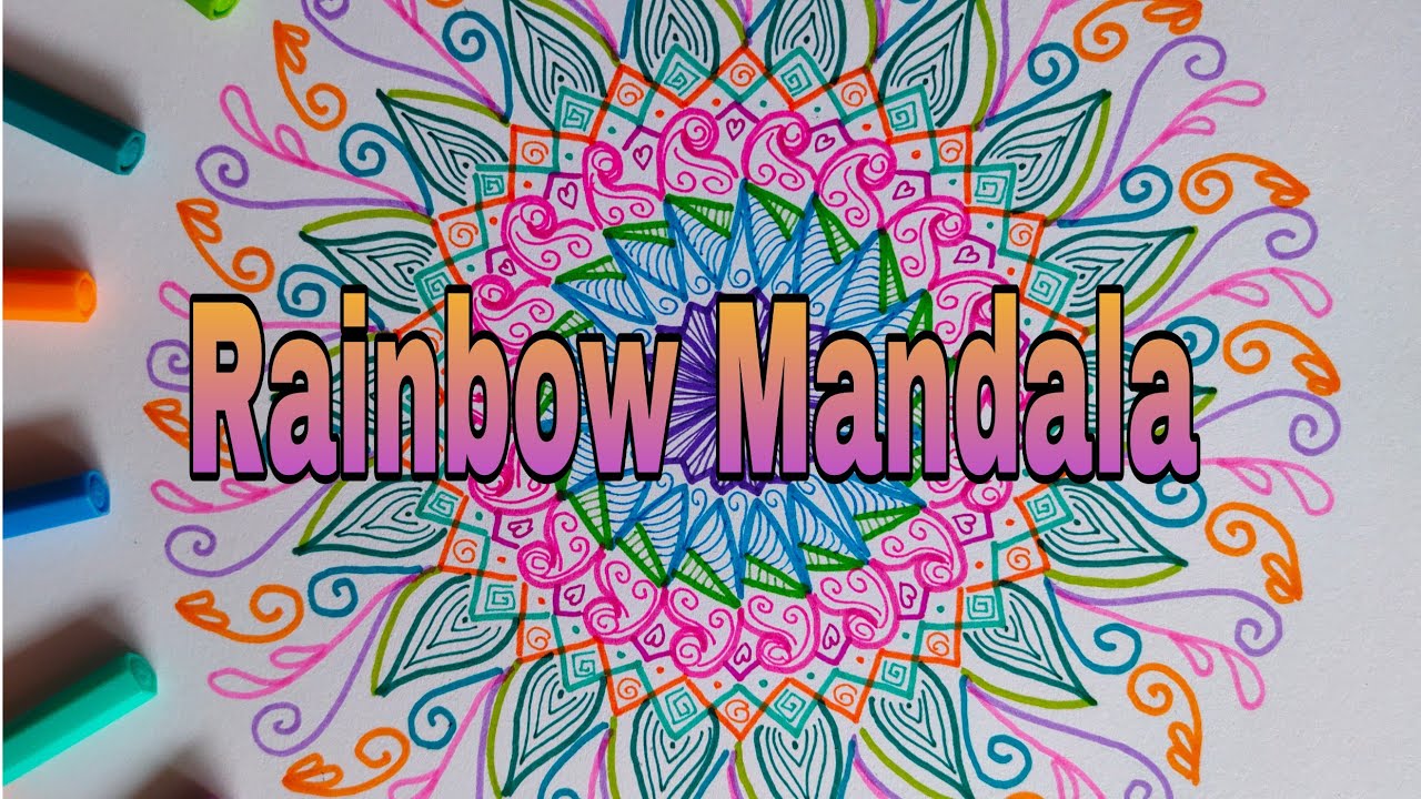 Drawing Rainbow Mandala with stabilo pen 68 and stabilo point'88 - YouTube