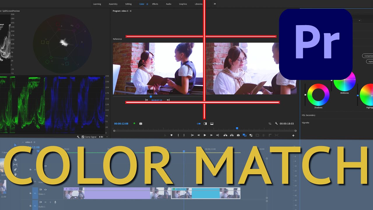 Color Match Clips While Using Scopes In Adobe Premiere Pro CC - YouTube