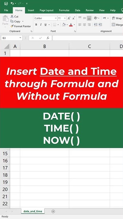 How to Insert Date and time with formula and without formula in Ms excel #exceltips # ...