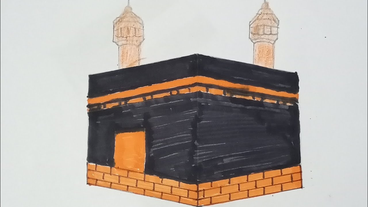 How to Draw khana kaaba🕌 Easy Drawing khana kaaba step by step🕍 - YouTube