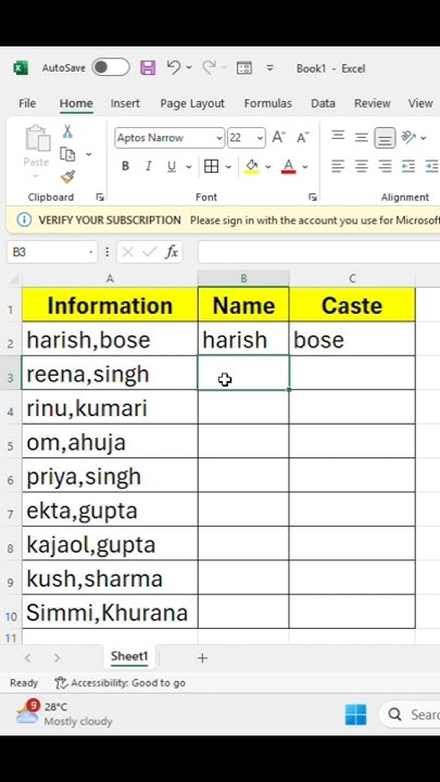 How to use Ctrl+E Shortcut Key in Excel #shorts - YouTube