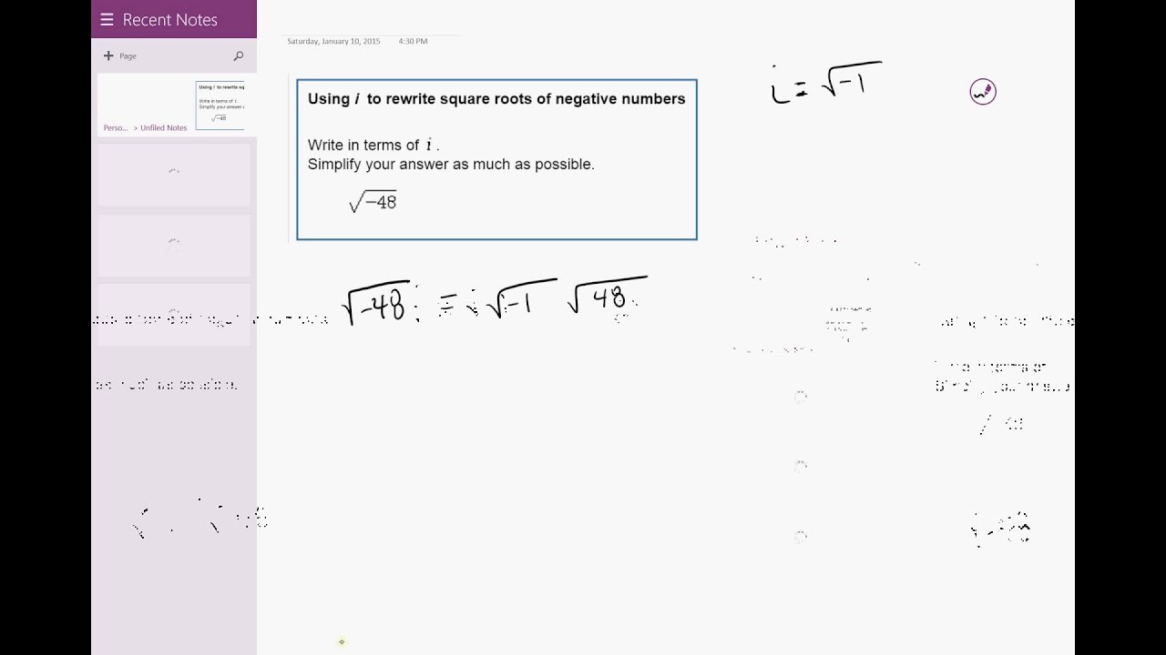 02 01 Using i to rewrite square roots of negative numbers - YouTube