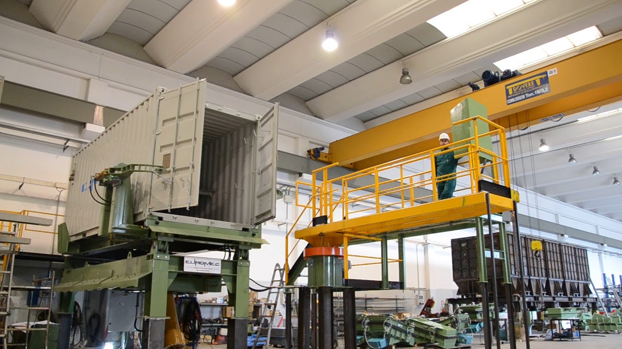 Container material discharging factory test - YouTube