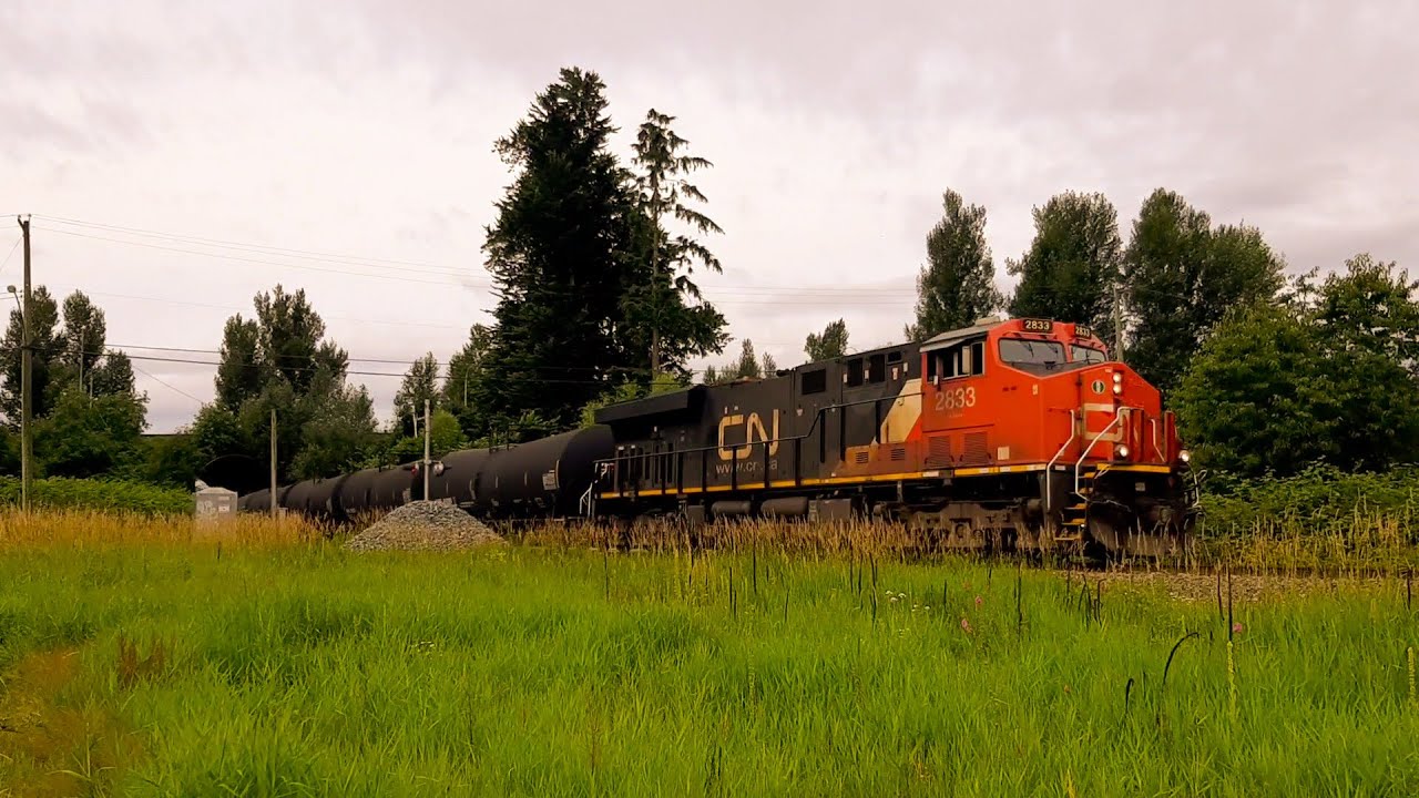 CN 2833 Tier 4 ES44AC Leads CN 356 Manifest Train Matsqui British Columbia - YouTube