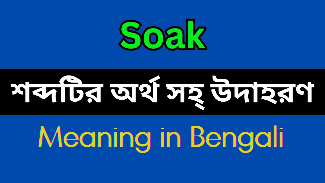 Soak Meaning in Bengali/Soak Mane Ki, Soak Explain in Bengali - YouTube