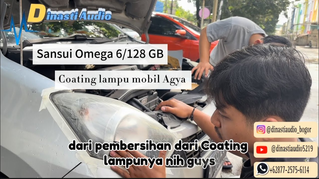 Coating lampu di mobil Agya plus ganti ke Head unit Android Sansui ...