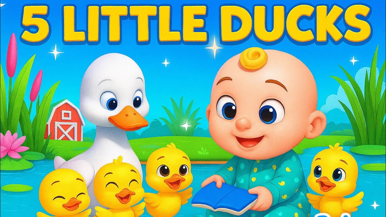 Five Little Ducks Went Out One Day 🦆 | Cute Baby Ducks Song | Baby Bubbles Rhymes ...