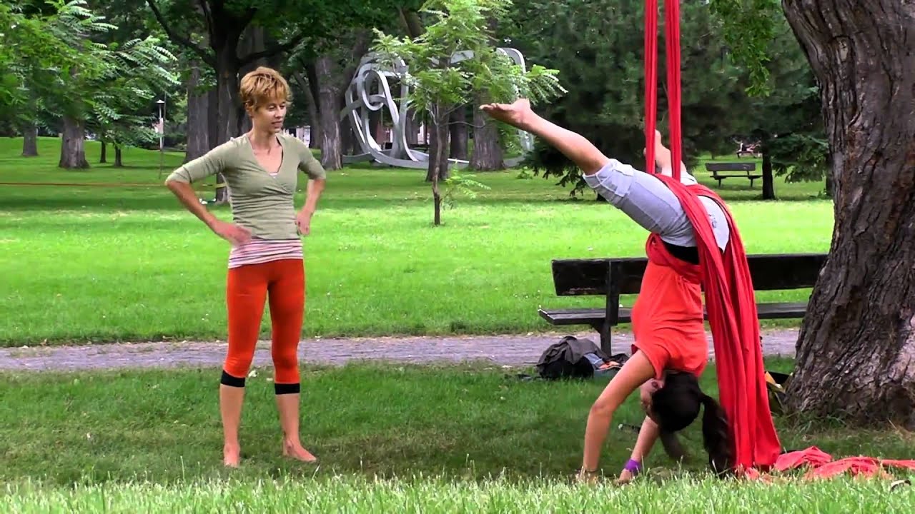 Aerial Scarves Circus Practice in the Park in Montreal - YouTube