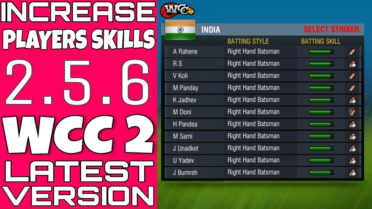 Increase Players Skills In Wcc 2 Latest Version 2.5.6 [ No Root ] - YouTube