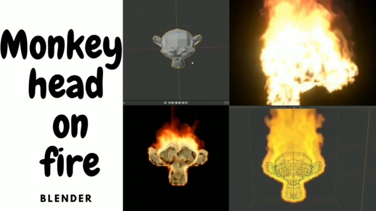 Monkey head on fire- Blender - YouTube