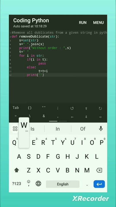 Pythonremove All Duplicates From A Given Stringpythonprogrammingcodingtutorialshortsviral