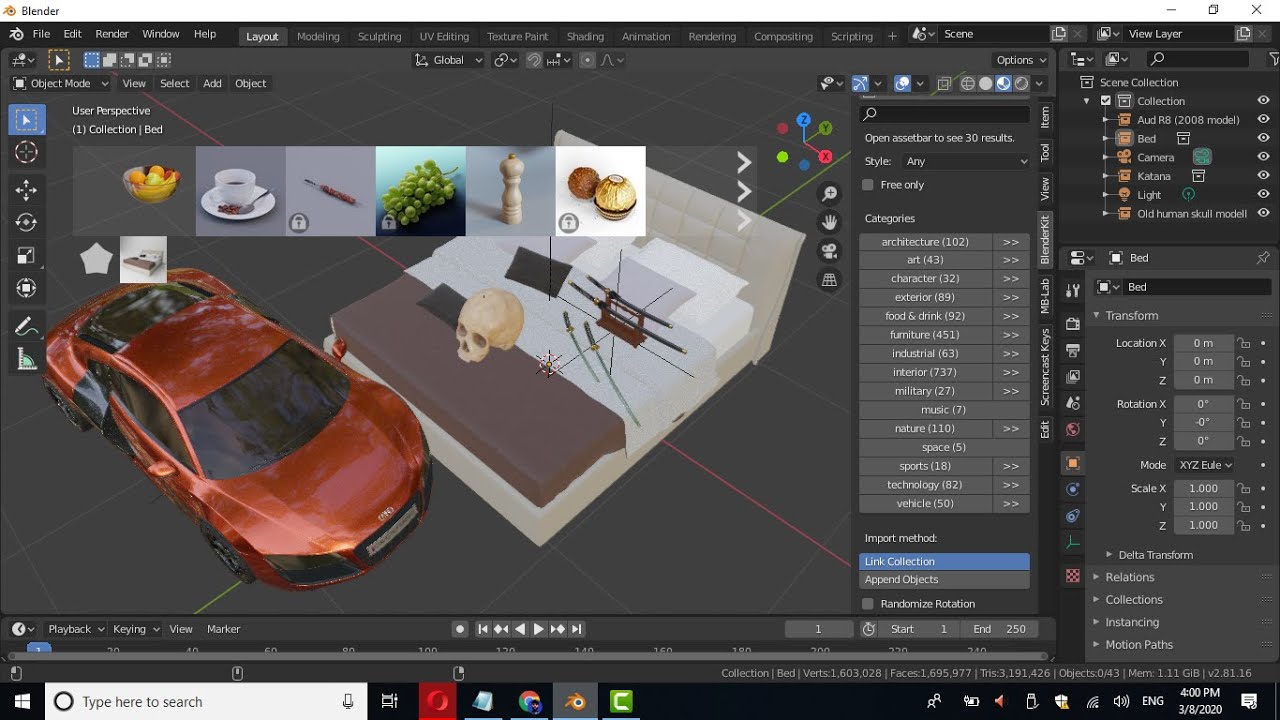 Addon | Free MODELS | BlenderKit || Blender 2.8 beginner tutorial 2020 ...