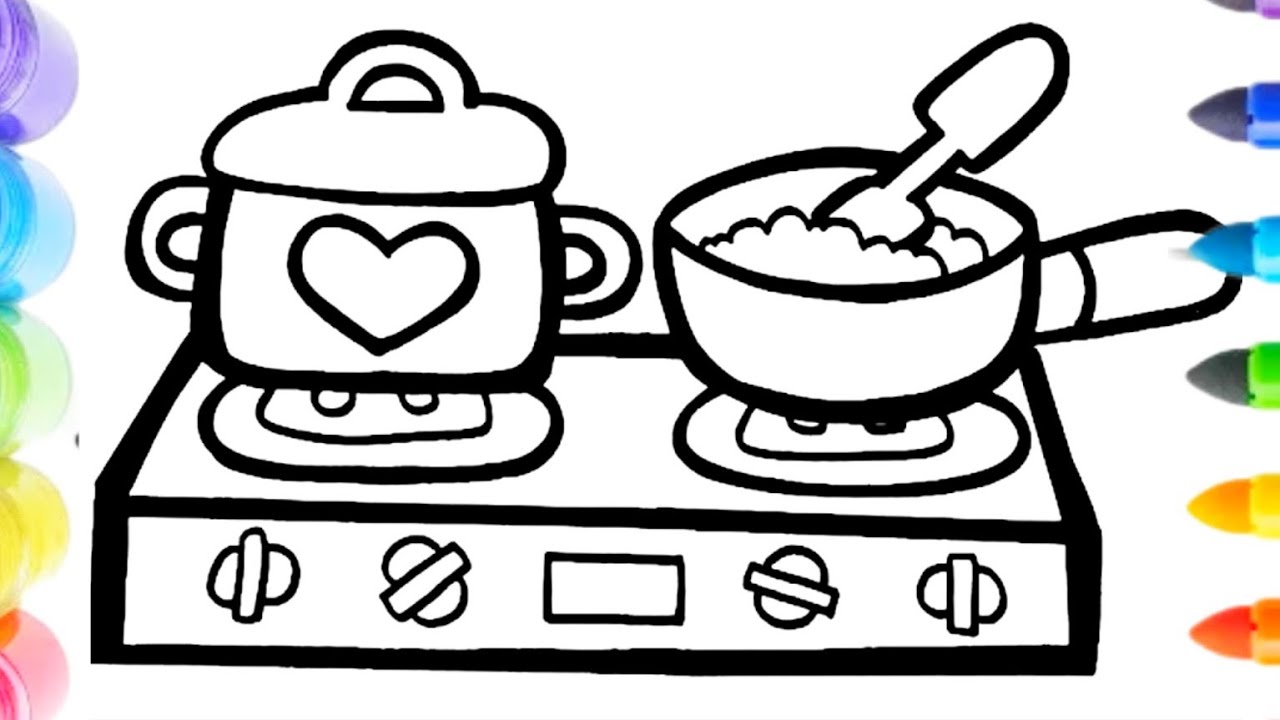 How to Draw A Kitchen Stove Gas Stove | Stove Drawing Step by Step ...