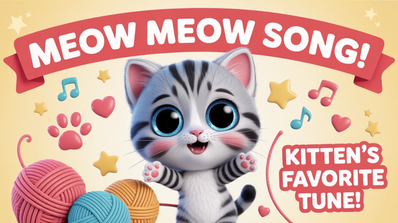 Meow Meow Meow 😺 | Cute Cat Song for Kids | Fun Animal Song for ...