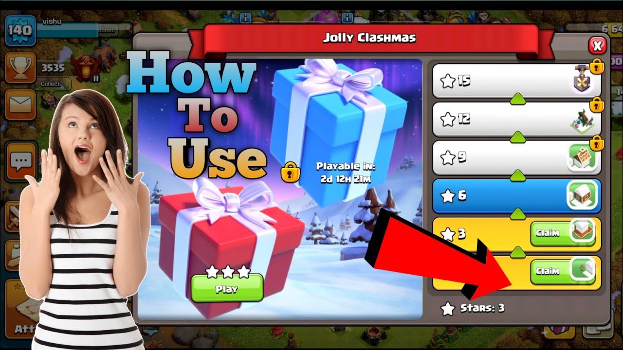 HOW TO USE CLAN HOUSE DECORATION REWARD | HOW TO USE JOLLY CLASHMAS ...