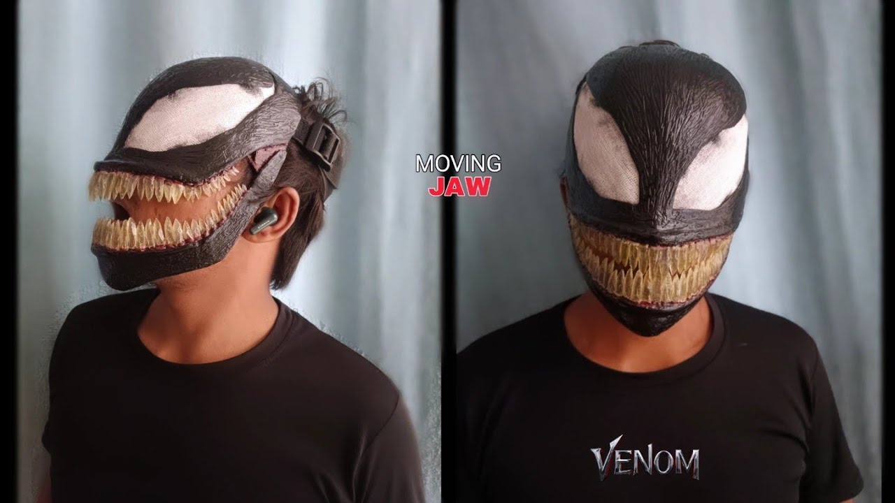 How to make Venom mask with cardboard | #diy moving jaw mask | - YouTube