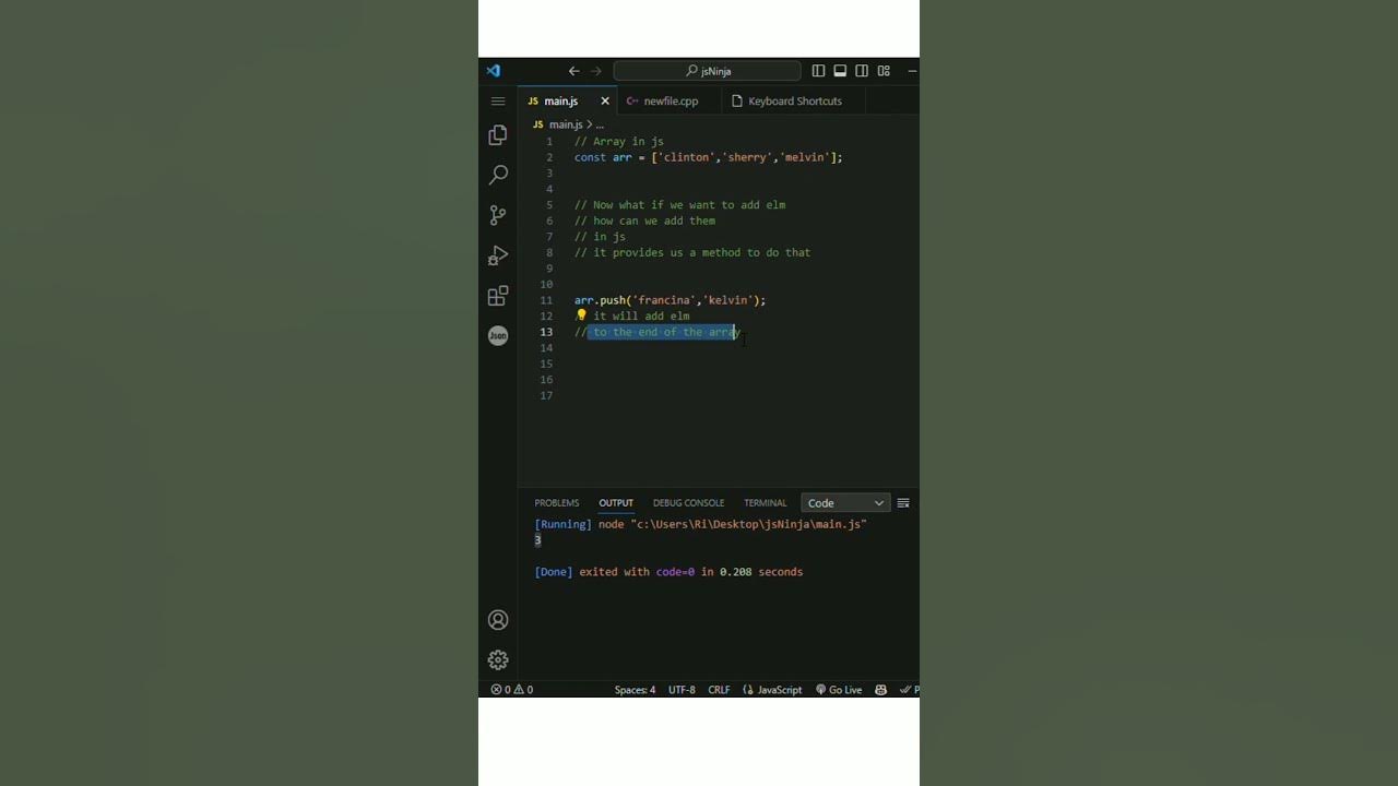 Javascript Array Push Method 🧮🚀 Shortsfeed Ytshorts Viralvideos Like Share Viral
