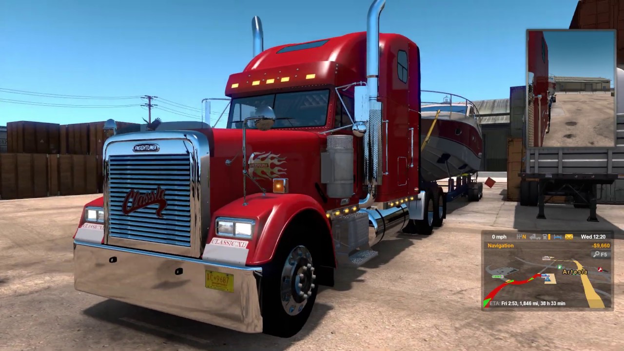 American Truck Simulator FREIGHTLINER CLASSIC mod showcase - YouTube