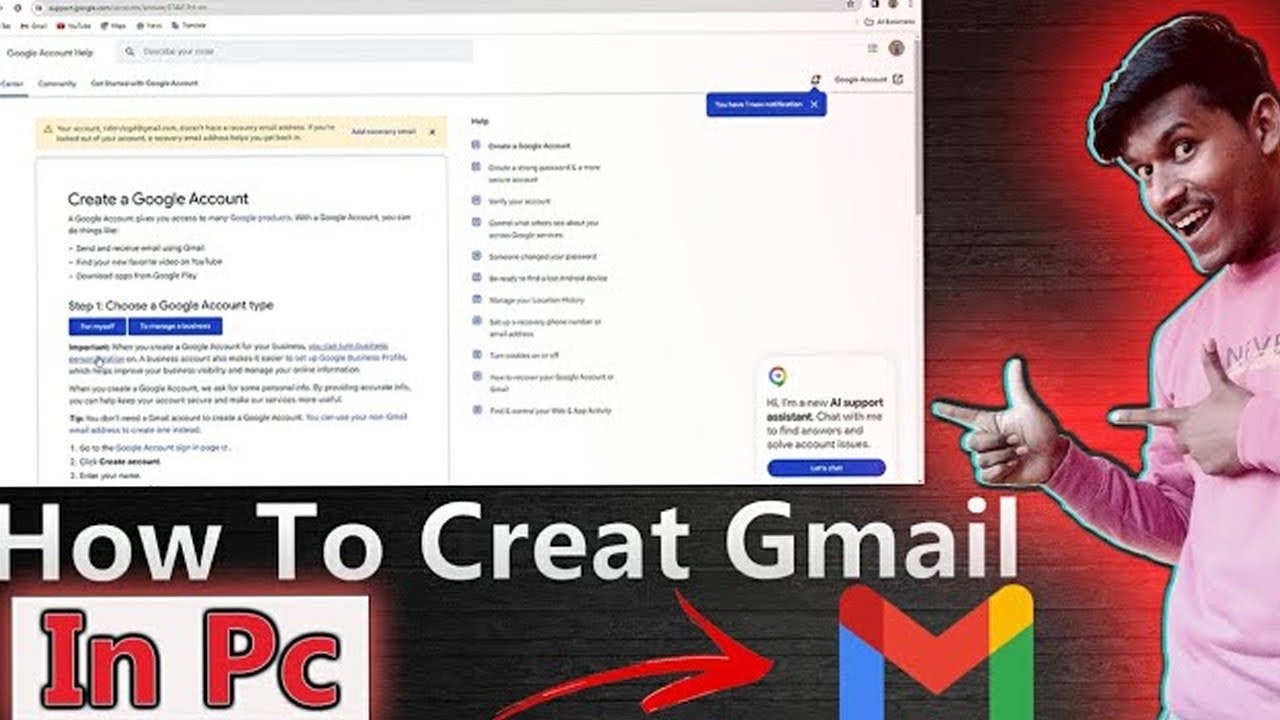How To Create Gmail in Pc !Computer& Laptop se इस तरह बनाये gmail 😲 ...