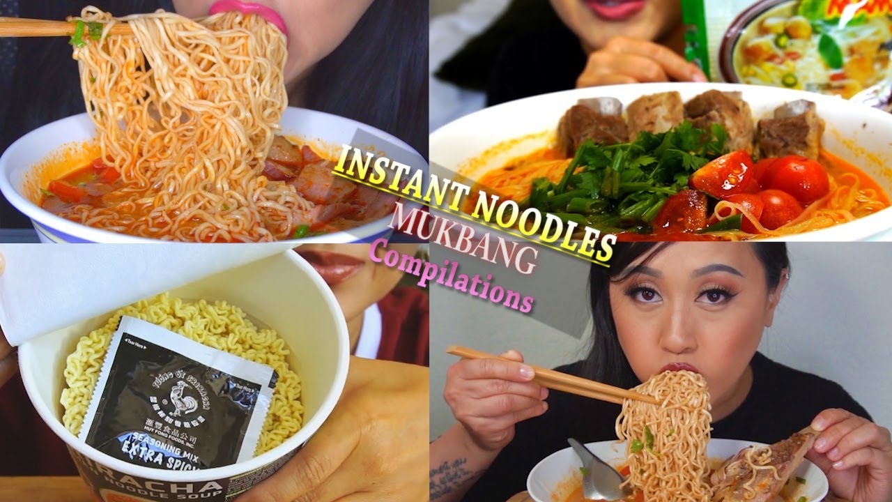 🍜MUKBANG ASMR COMPILATION *EATING INSTANT NOODLES* SLURP! SLURP! - YouTube